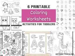 6 Printable Coloring Worksheet Activities For Toddlers - Arty Crafty Crew