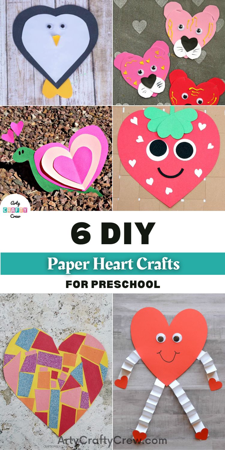6 DIY Paper Heart Crafts For Preschool - Arty Crafty Crew